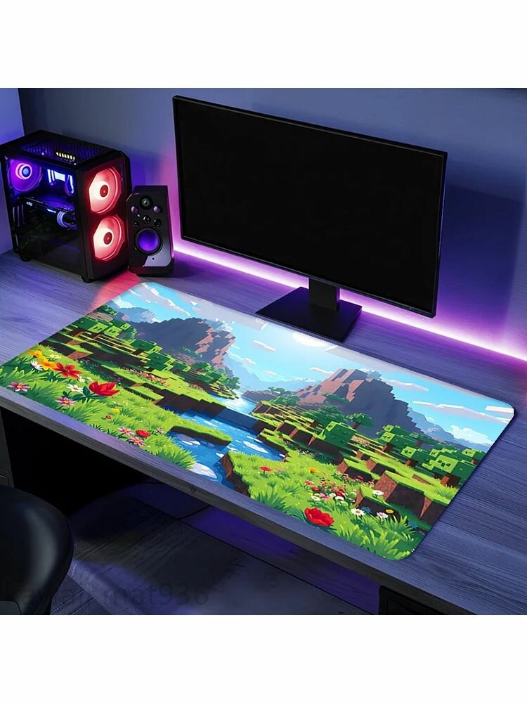 Коврик для мышки Minecraft, нескользящая основа, XXL, 40 см x 90 см