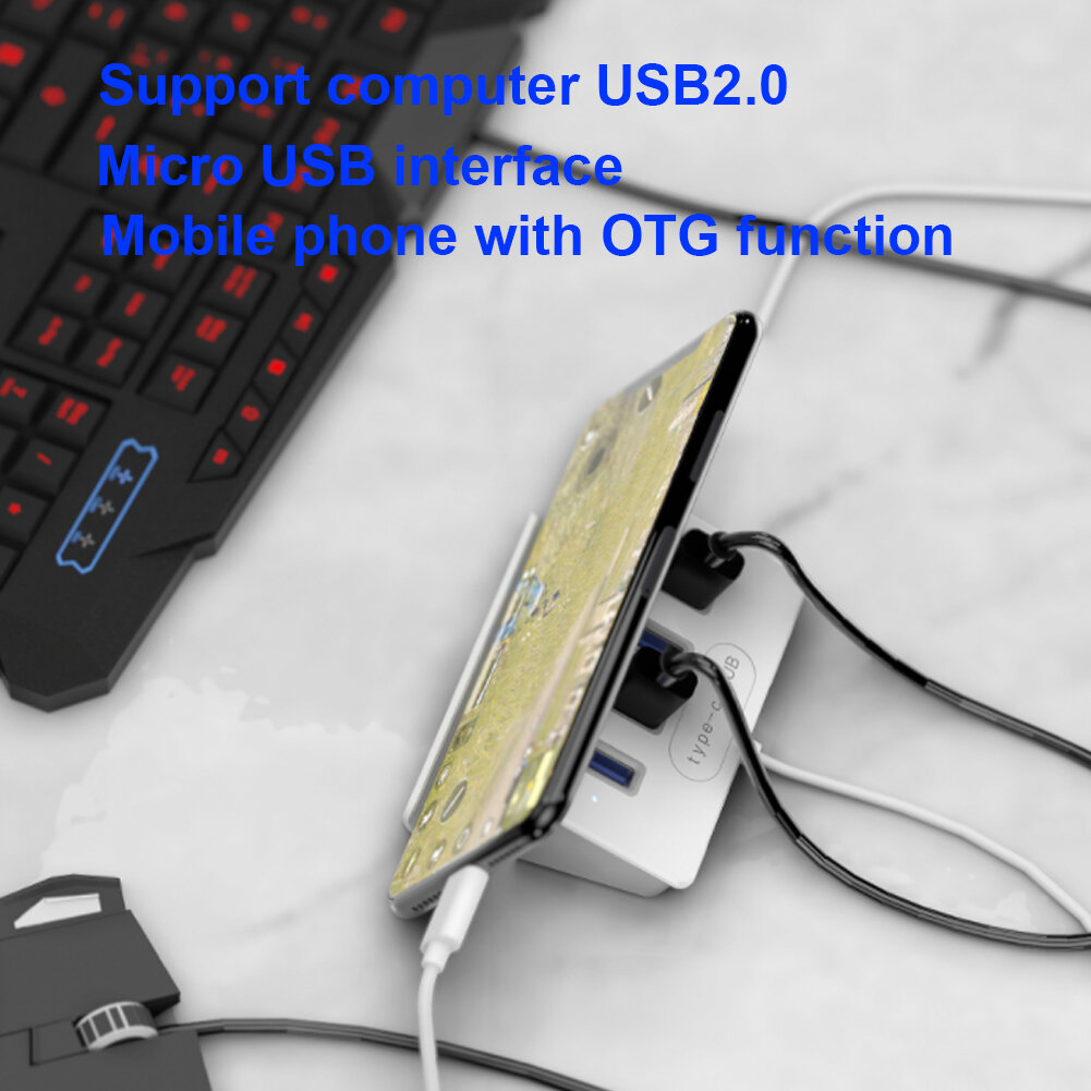 Docking Station USB2.0 Hub Desktop USB C Micro 4 In-1 Type Notebook Accessory — фото 1