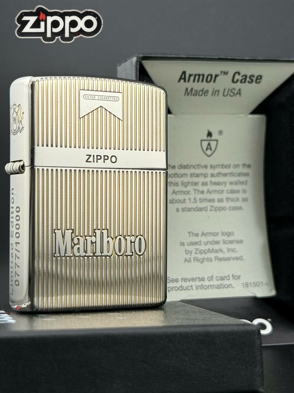 Бензиновая зажигалка ZIPPO Armor Marlboro