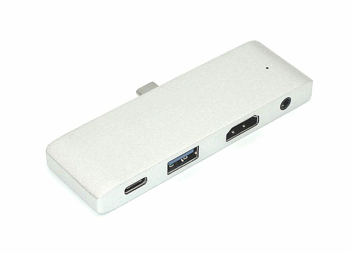Адаптер Type C на HDMI, USB 3.0 + Audio 3,5 + Type C серебро