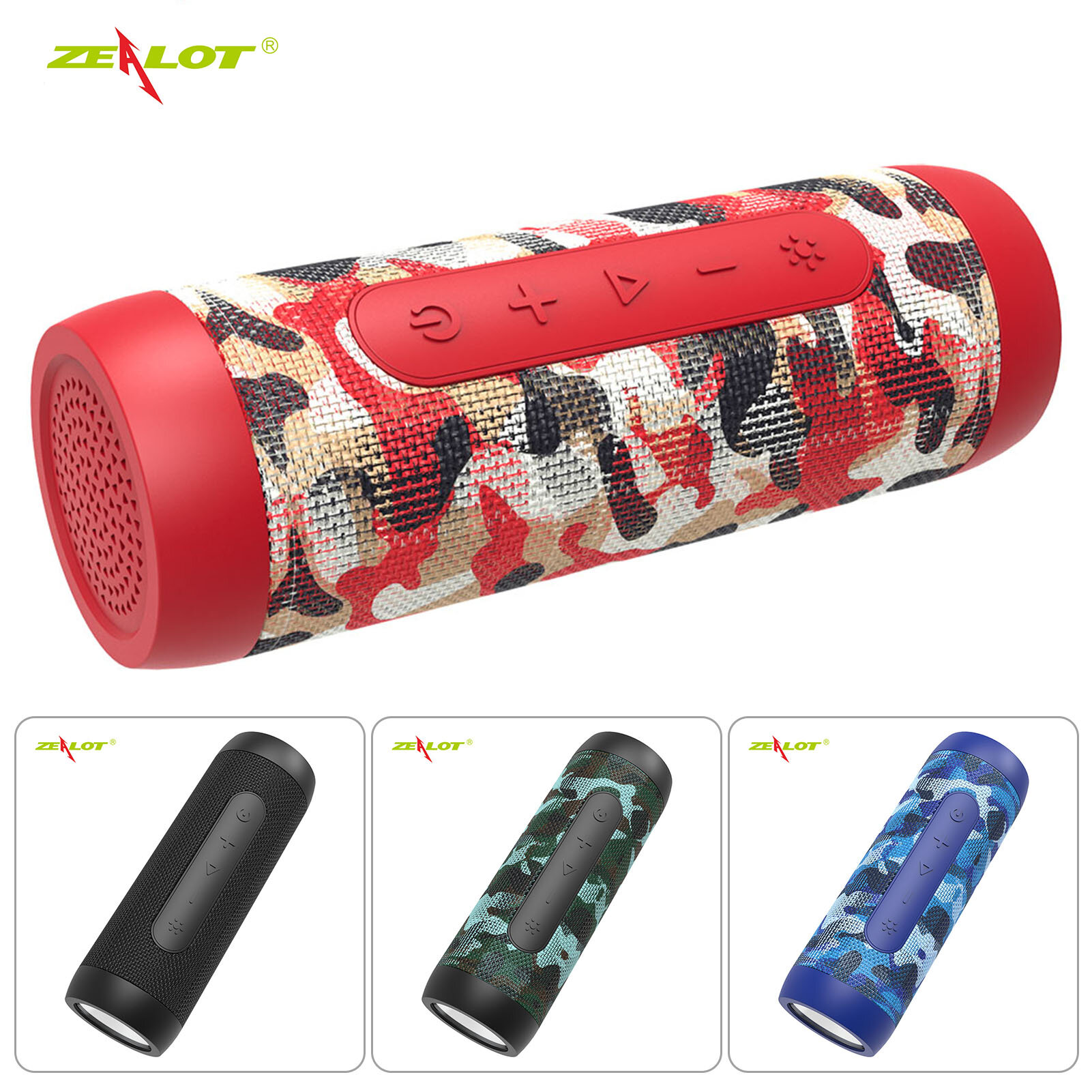 ZEALOT S22 Колонки для велосипеда BT Wireless с огнями APP FM Radio Водонепроницаемые 3000mah Маленькая колонка, фонарик 3 уровня, BT версия V5.0+BR+EDR+BLE, напряжение 3.7V, частотный диапазон 20Hz-20KHz, колонка 40 3W средняя 40mm, режимы