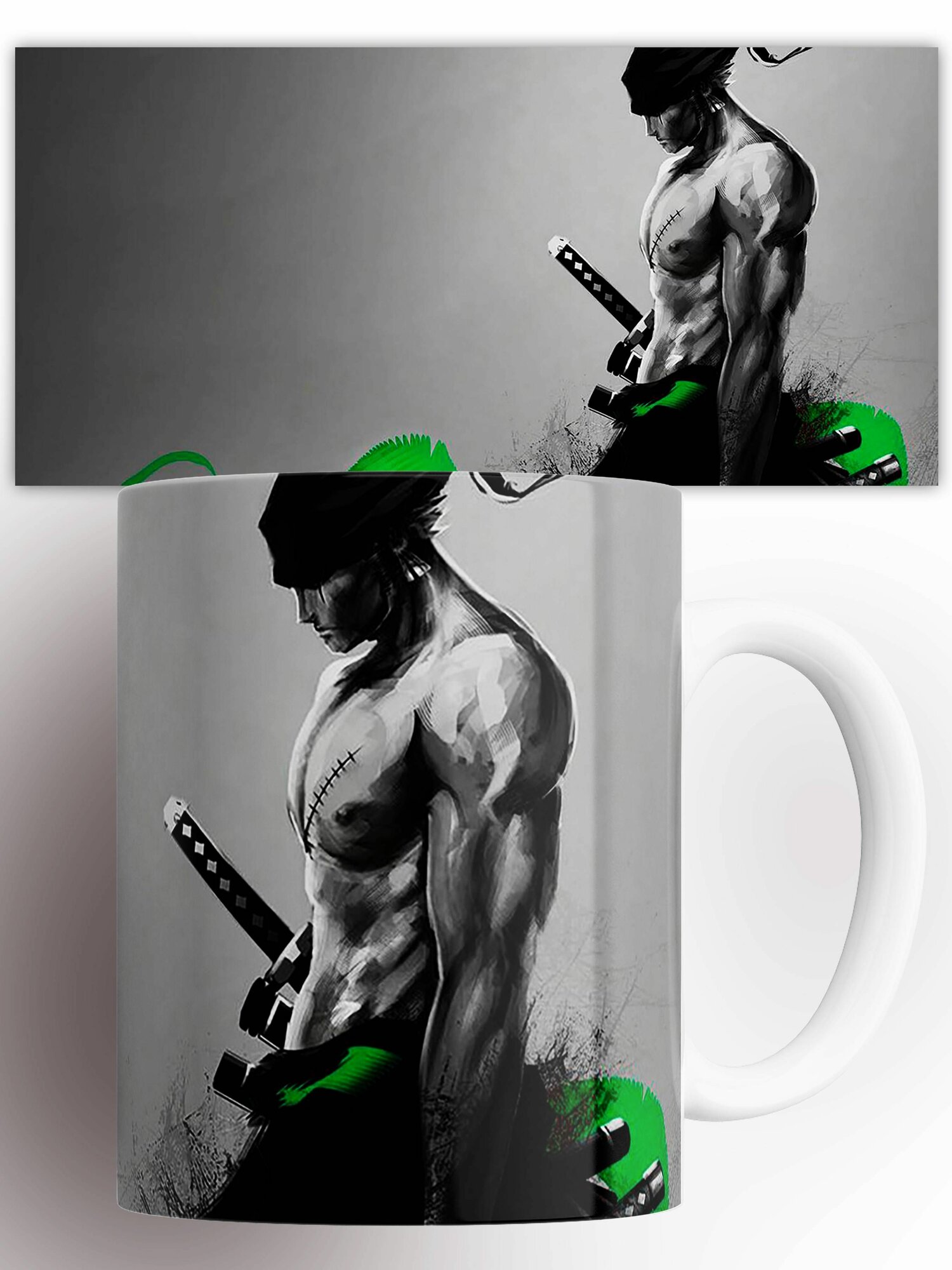 Кружка ВАН ПИС Ророноа Зоро ONE PIECE Zoro Roronoa Аниме Anime с принтом 330 мл