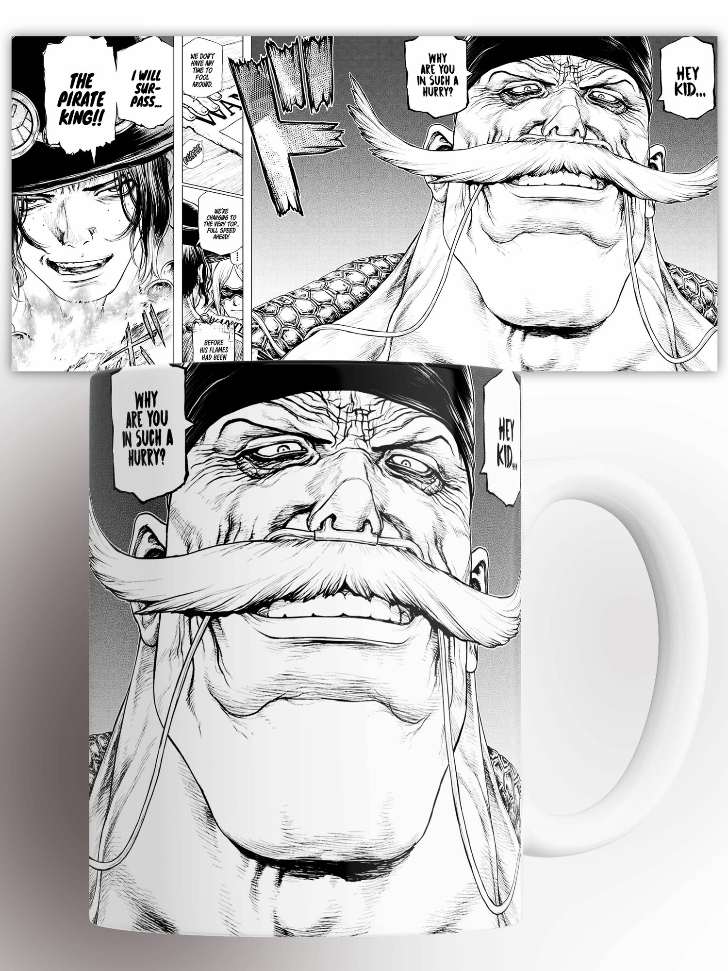 Кружка ВАН ПИС ONE PIECE Эйс и Белоус , на подарок с принтом аниме anime 330 мл