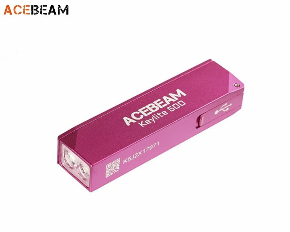 Фонарь Acebeam Keylite 500 Pink, 70 метров, 500 люмен (Комплект)