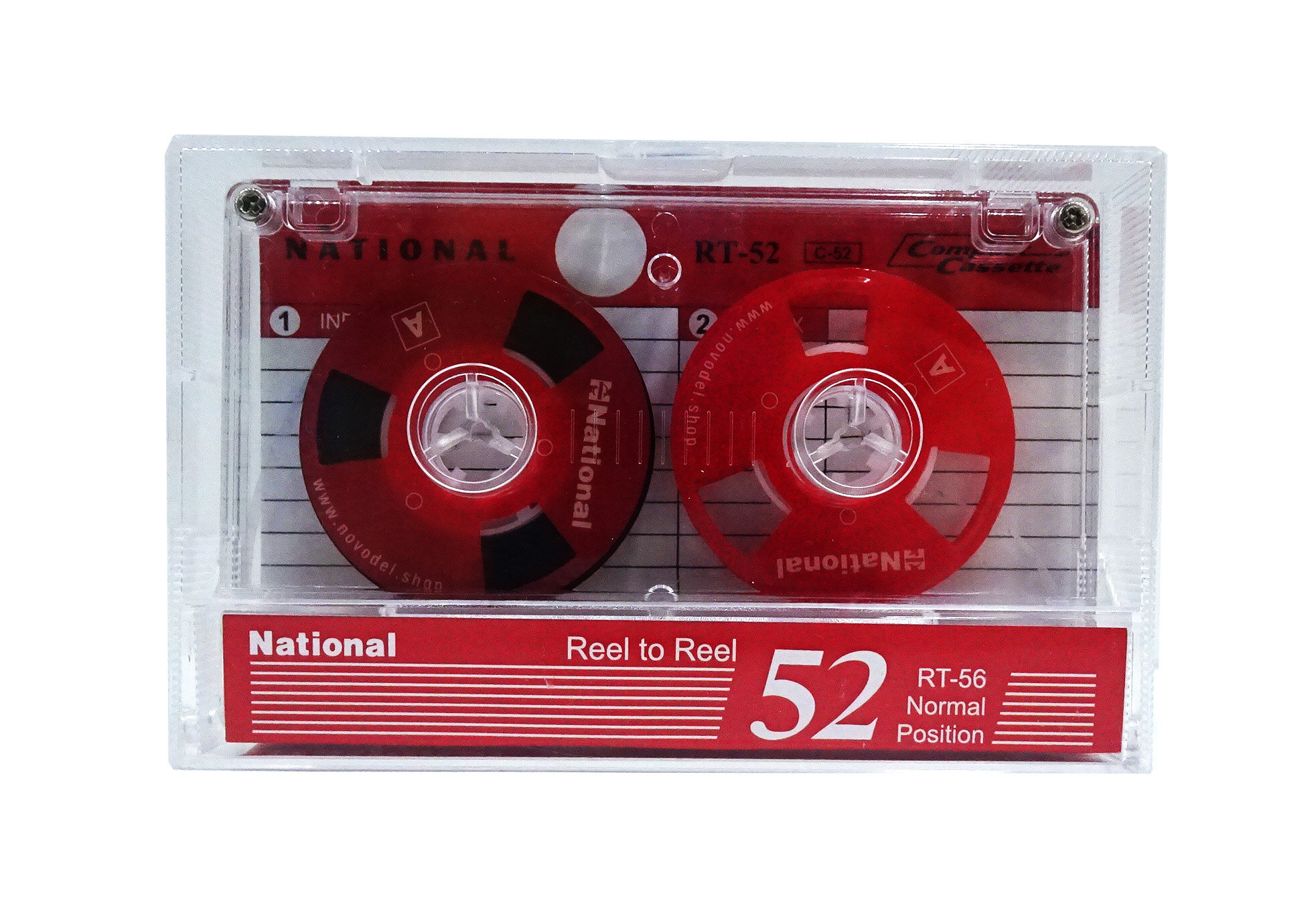 Аудиокассета "National RT-52" с красными катушками.