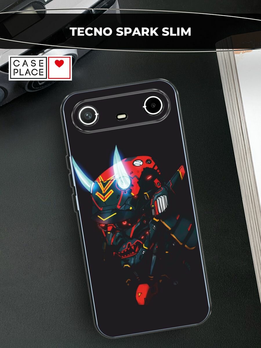 Чехол на Tecno Spark Slim / Текно Спарк Слим с принтом Неоновый самурай