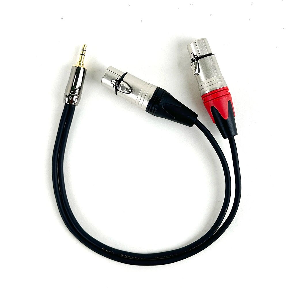 GuerGuo разветвитель 3,5 мм на 2 XLR 0,3-5 м D1001Y-FF-Black-Red, 0.3m