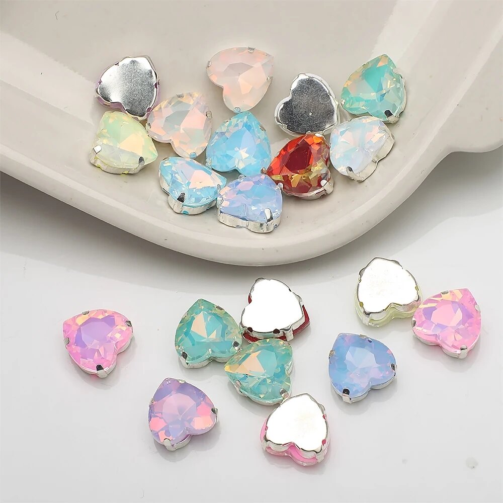 Хрустальные бусины сердце 10mm, 20шт, цвет 12 mixed