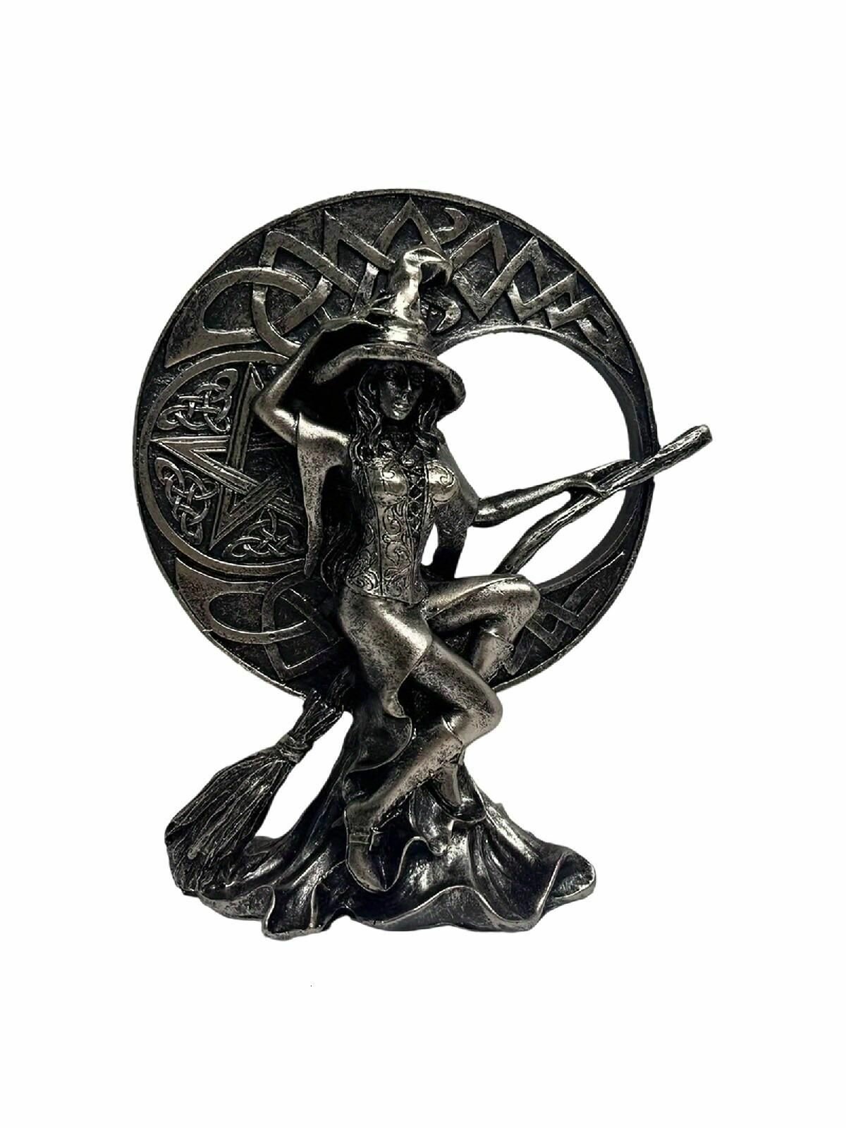Статуэтка, Статуя Готической Ведьмы-Украшение В виде Ведьминой Метлы Из Смолы С Луной и Пятиконечной Звездой-S-Серебро