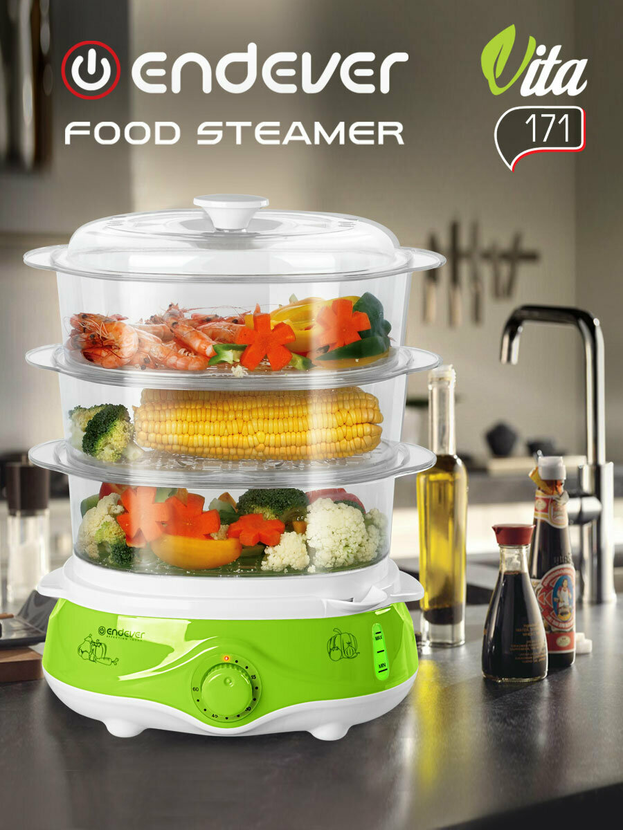 Пароварка электрическая ENDEVER Vita-171, 1000Вт, 3 яруса, 11л