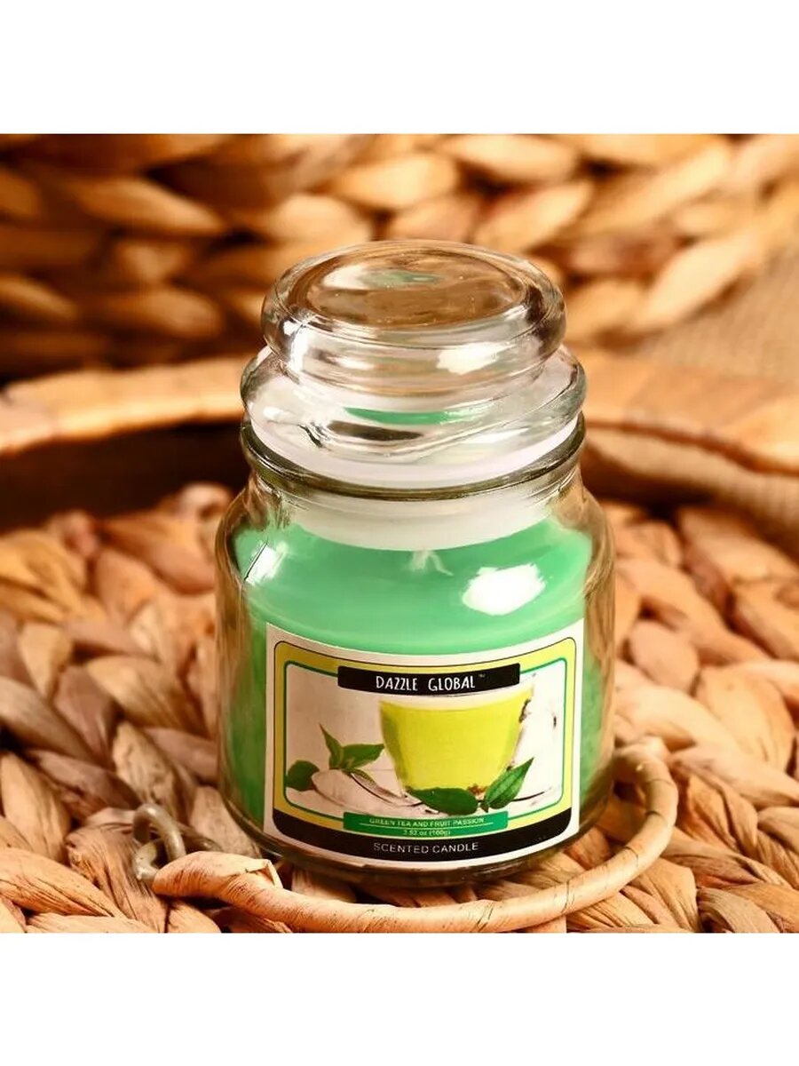 Свеча в банке "Зелёный чай и фруктовая страсть" 100 гр (вес