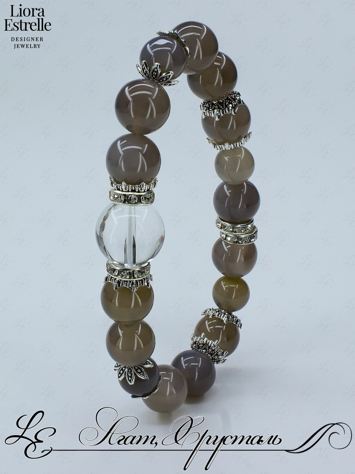 Браслет, хрусталь, агат