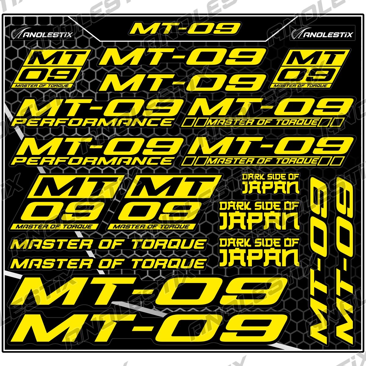 AnoleStix виниловые наклейки для мотокросса, эмблема, наклейки на бак, набор Желтый, Yellow