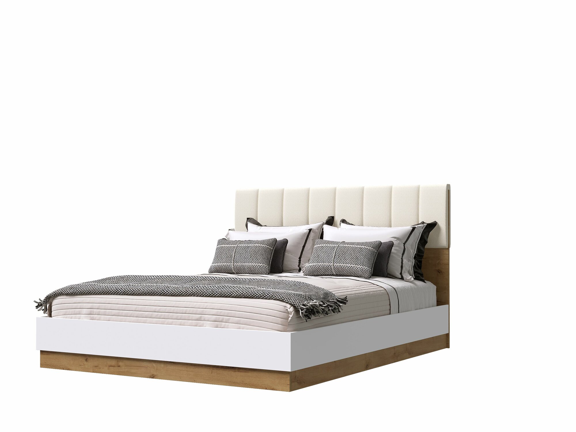 Кровать адель 1,4 Дуб Вотан-Белый гладкий+Орт. осн. 1,4+Накладка 1,4 (Эра)