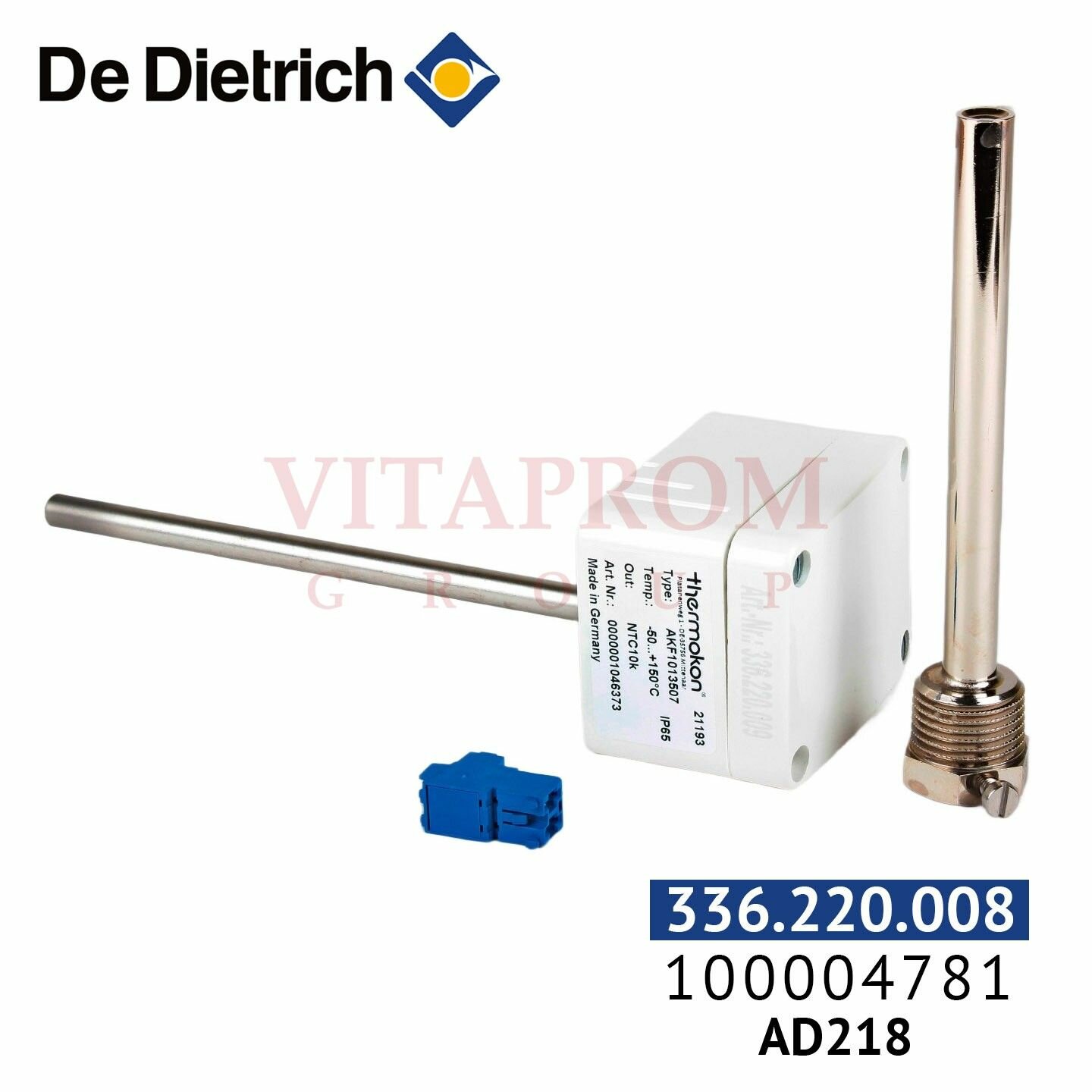 Датчик температуры De Dietrich 100004781 погружной с гильзой AD218