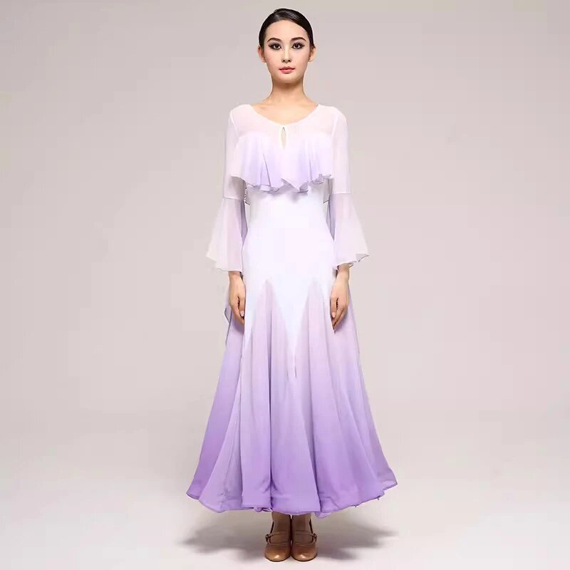 Женское платье для бальных танцев из полиэстера и спандекса Сиреневый, L, light purple