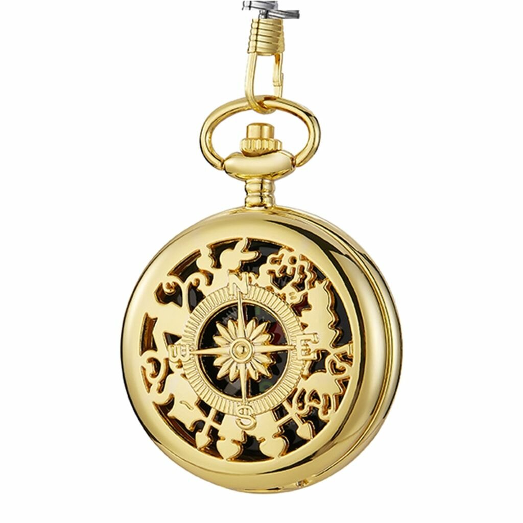 Карманные часы с компасом в стиле ретро-золото, 1 шт