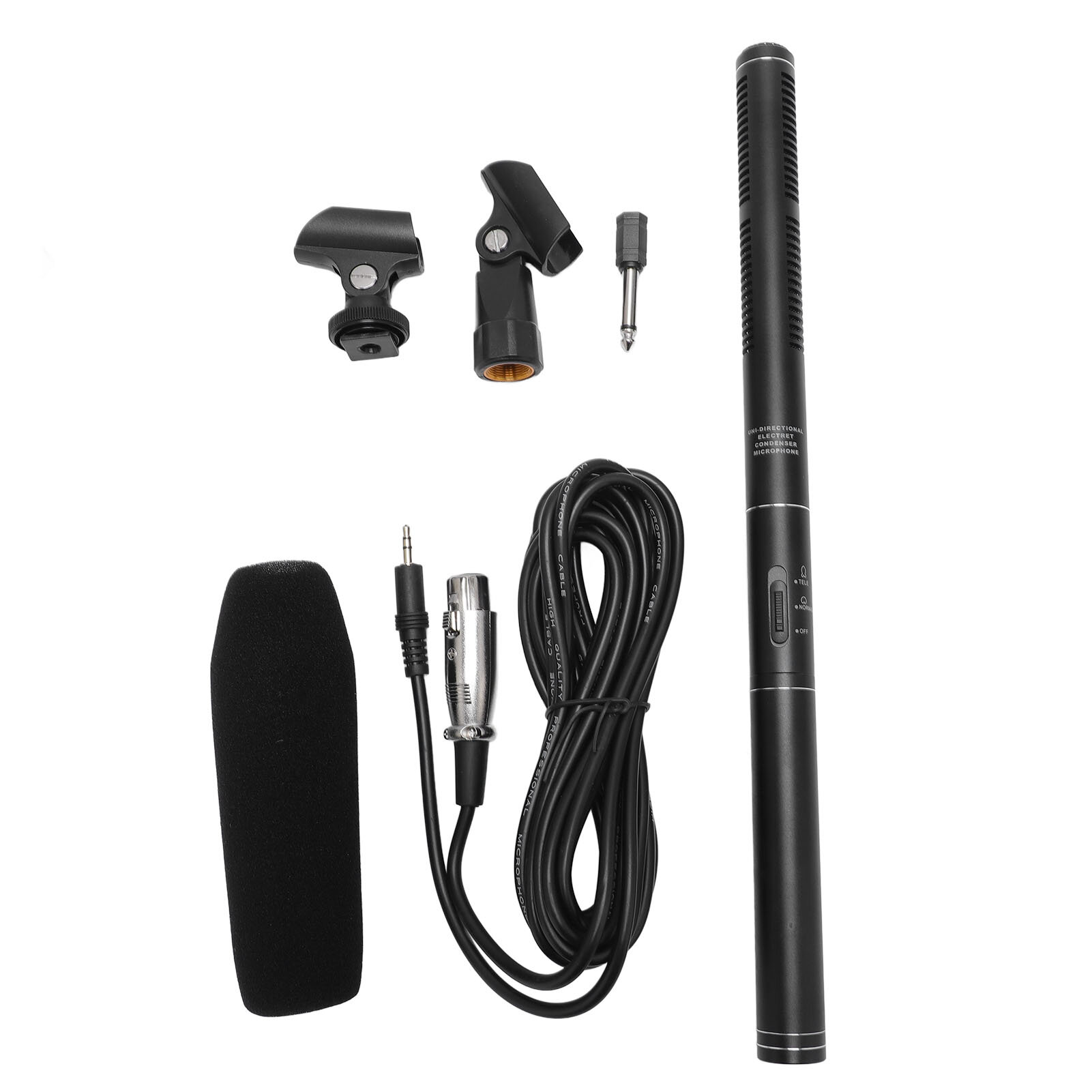 Микро микрофон с микрофоном с микрофоном камеры с металлическим кронштейном и ветрозащитной пеной