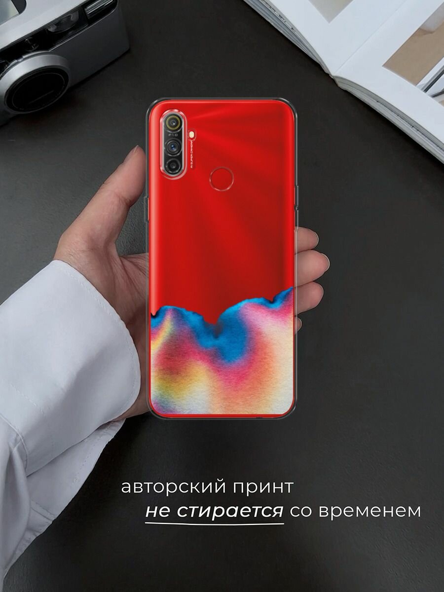Чехол на Realme C3 / Реалми C3 с принтом Акварельное сочетание, прозрачный — фото 1