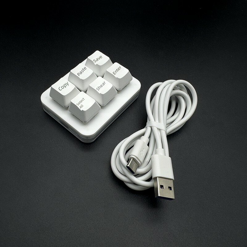 Клавиатура-кнопки (6 клавиш): копирование, вставка, сохранение, выбор всего, вырезание, Enter. USB-клавиатура-кнопки