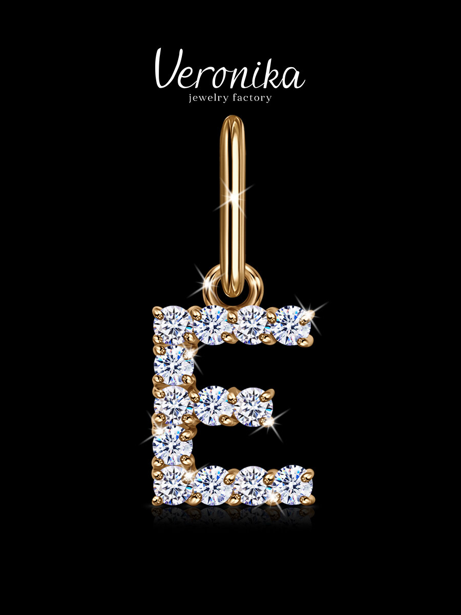 Подвеска, серебро, 925 проба, золочение, фианит