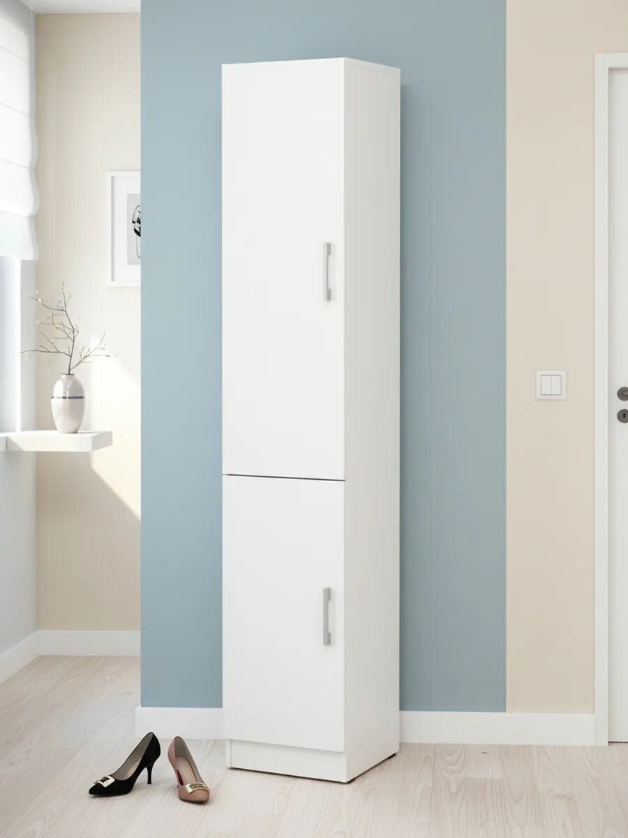 Шкаф пенал FRESTER деревянный распашной для одежды с полками, от производителя