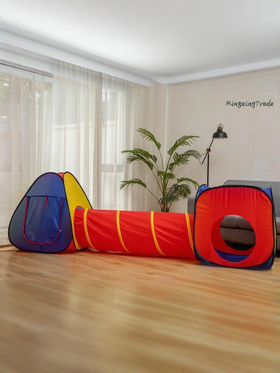 Детский лабиринт из игровой палатки с 1 туннелем и 2 кубиками, 3-в-1, с сумкой