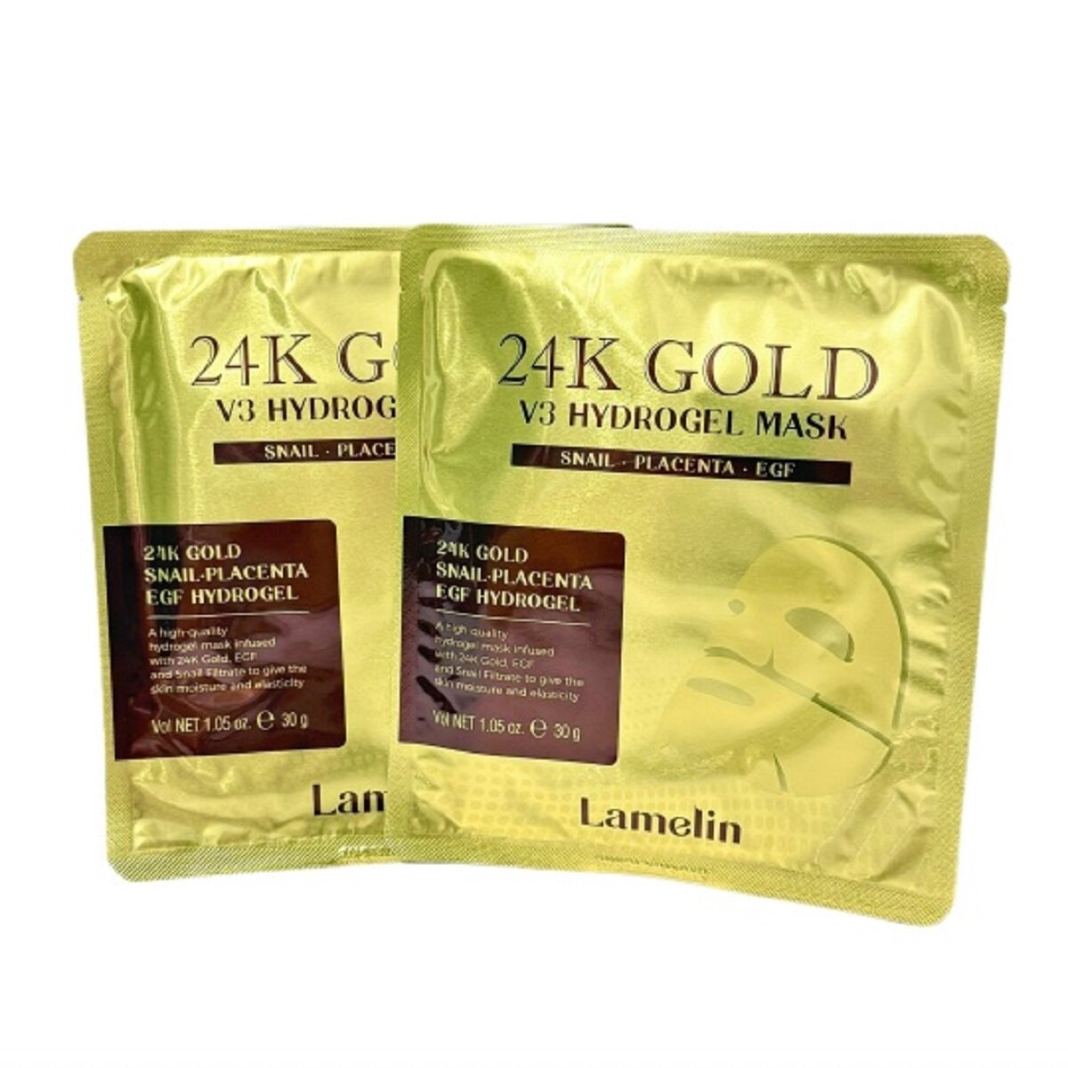 Lamelin Гидрогелевая маска для лица (2шт) 24K Gold V3 Hydrogel Mask