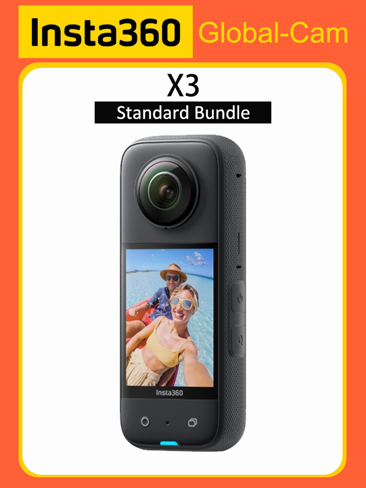Insta360 X3 - панорамная экшн камера 360 градусов (разрешение 5,7K 30/60 FPS, влагозащита, сенсорный экран)
