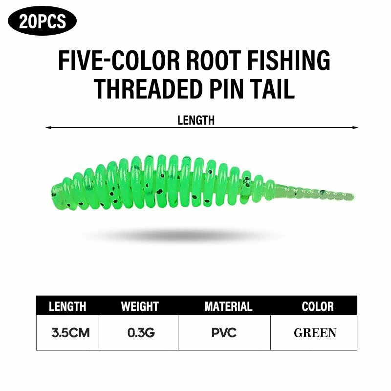 Наживка для рыбы 20 шт, Green-3.5cm