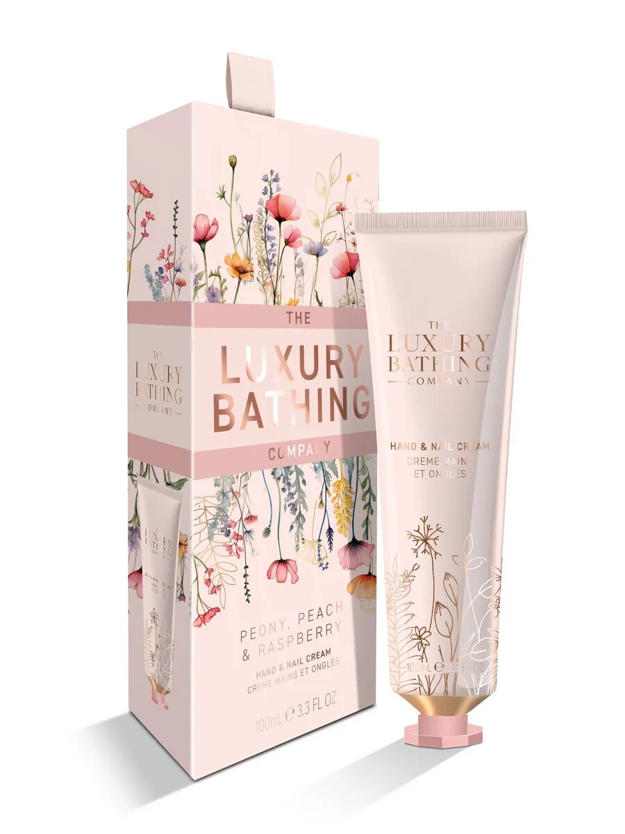 The Luxury Bathing Company/ Набор подарочный "Роскошный крем для рук" Пион, персик и малина./крем для рук и ногтей 100мл