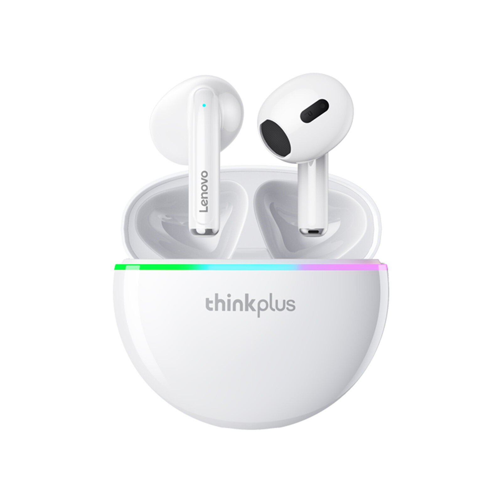 Lenovo THINKPLUS live pods XT97 Наушники BT беспроводные с Flash LED Light Мини наушники с микрофонами, Черный, Белый, BT версия 5.2, Дистанция связи 10 метров, Аккумулятор наушников 3.7V 30mAh, Аккумулятор чехла 3.7V 250mAh, Время работы 3 часа, Время