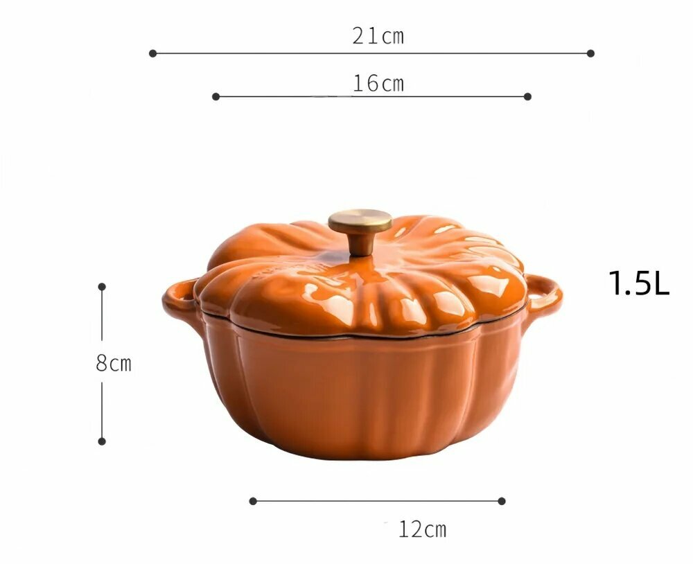 Кастрюля эмалированная , оранжевая, 1.5 л, антипригарное покрытие, крышка-сковорода