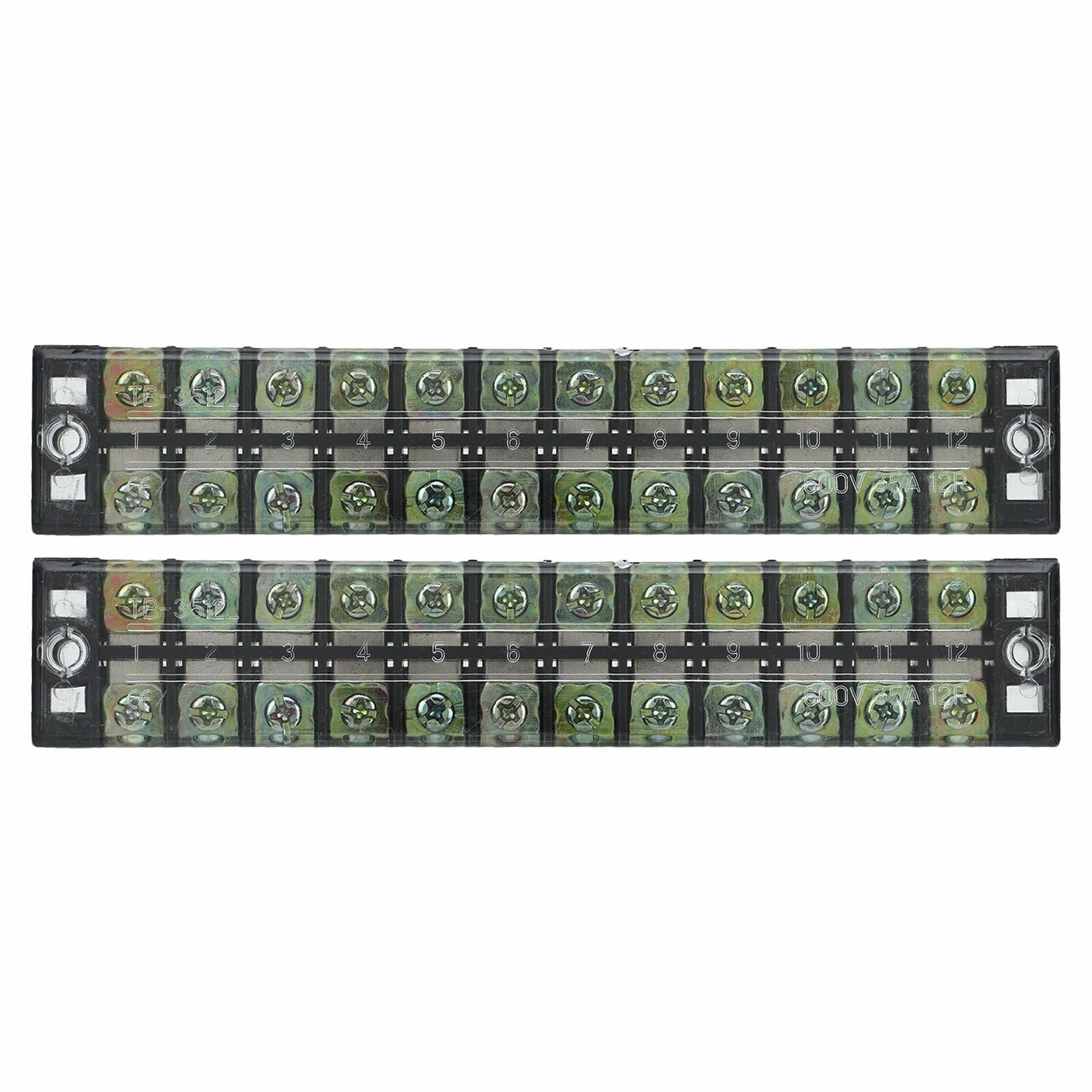 2 штуки клеммной колодки для больших токов, двойной ряд, блок проводников с прозрачной крышкой 600В, 35А, 12 позиций