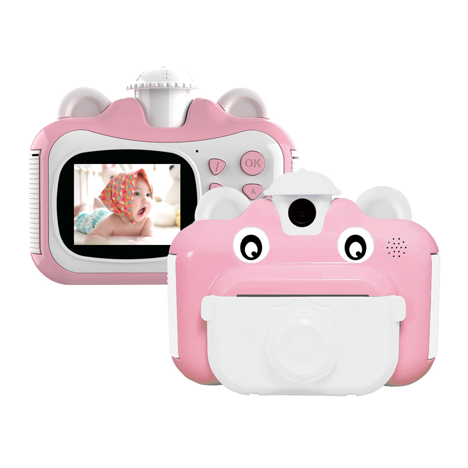 Камера для детей с мгновенной печатью Instant Print Cameras 2.4 дюймовый экран 1080P запись видео без чернил объектив с 180° поворотом с бумагой для печати Розовый/Синий (выбор) Размер 12.9*10.3*5.8см Вес 243г