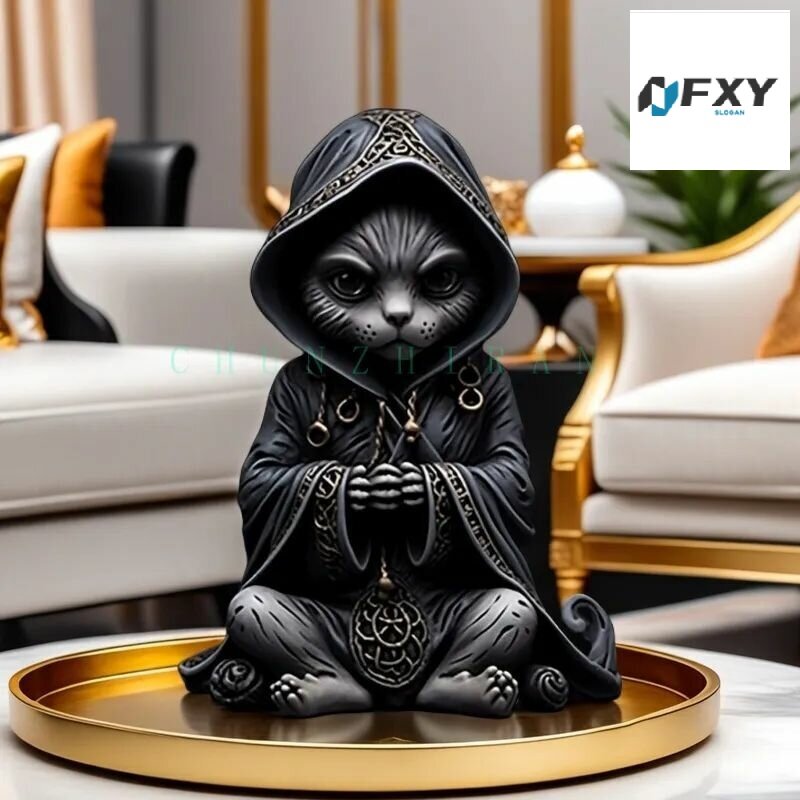 Эксклюзивная черная статуэтка Креативный Котмастер из смолы 15x10.5x9 см в подарочной упаковке
