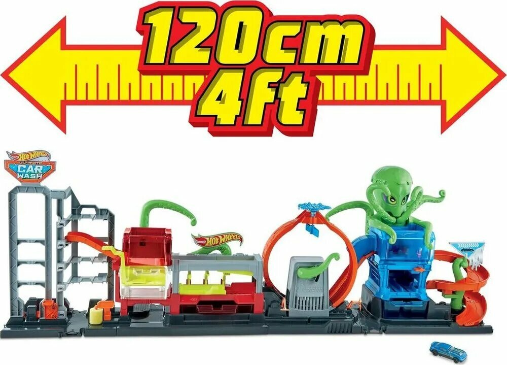 Набор игровой Hot Wheels Сити, Невообразимая автомойка с осьминогом, GTT96