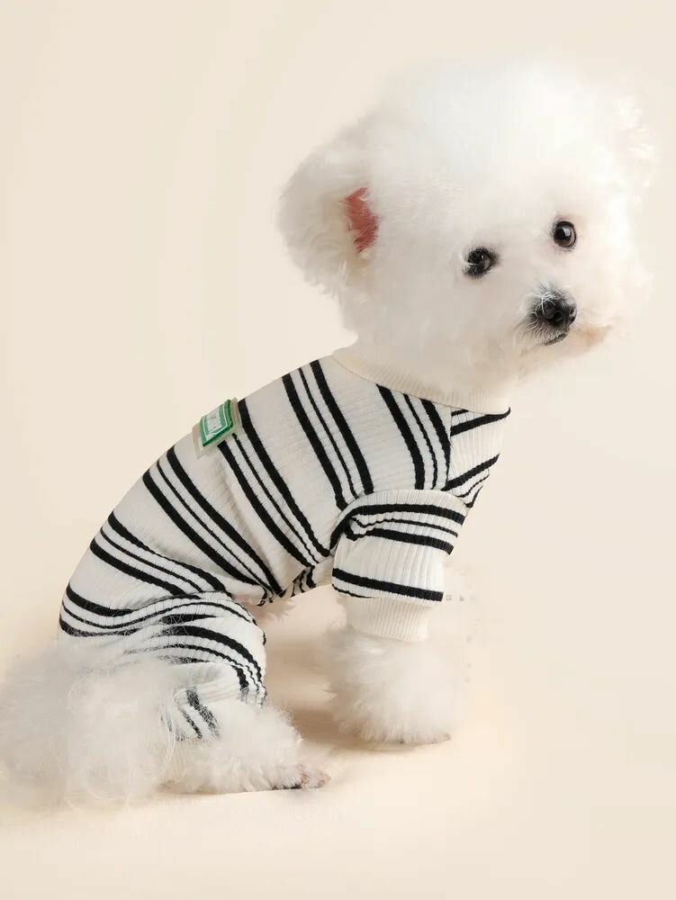 Черно - белая полосатая четырехногая одежда, HAPPY DOG, которую могут носить домашние собаки, высококачественная ткань, удобная и мягкая