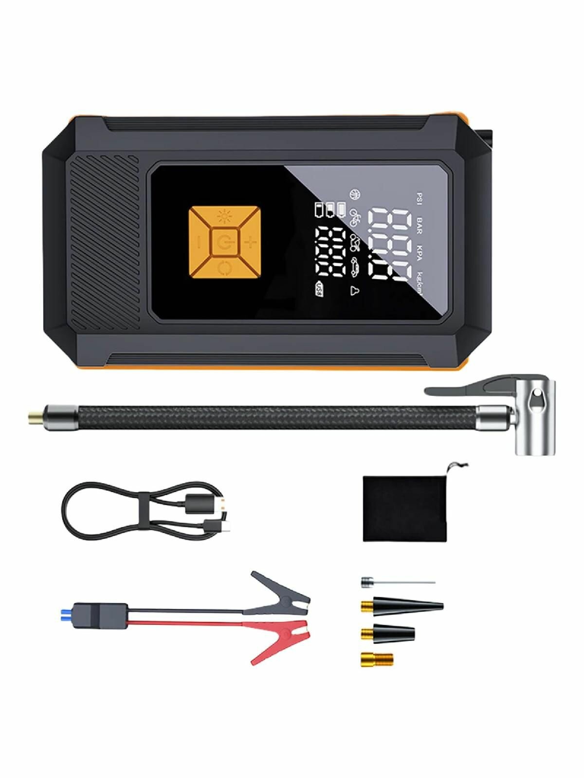 Автотовары, Автомобильный воздушный насос, электрическая шина, автоматический воздушный насос для электромобилей, источник питания для аварийного запуска-6000 мАч