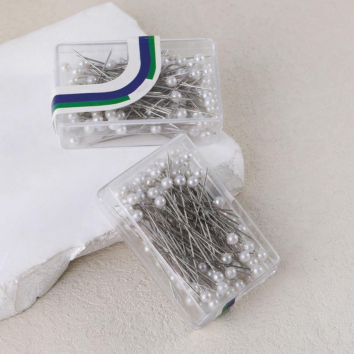 Перламутровые булавки для рукоделия 200 шт - белые металлические булавки для творчества и декора