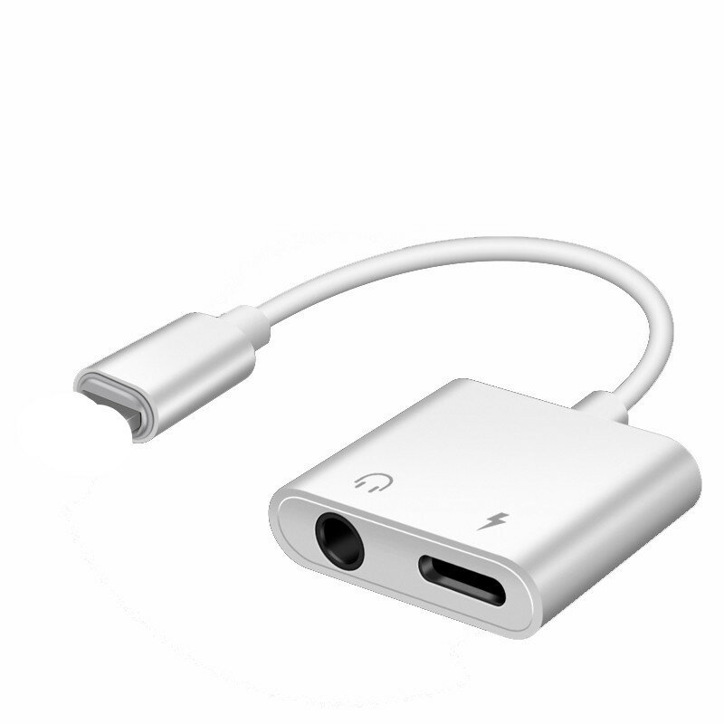 Адаптер Apple, 2 в 1, для наушников, зарядка, двойной lightning, конвертер, головка, для iPhone, круглый рот