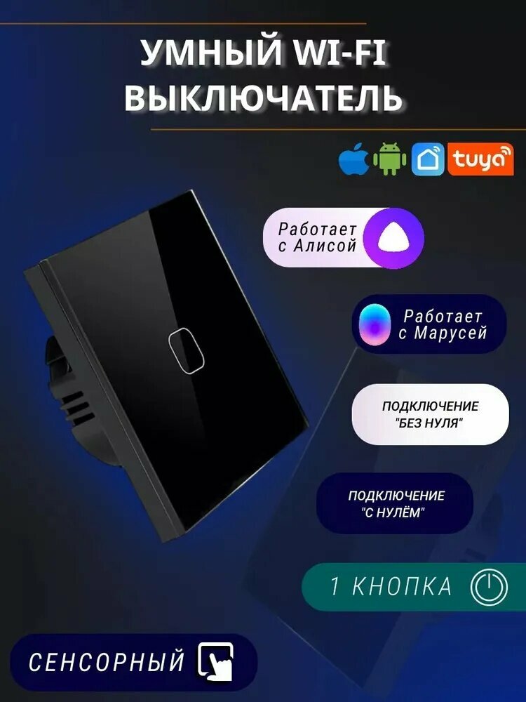 Сенсорный электронный двухклавишный wifi выключатель tuya