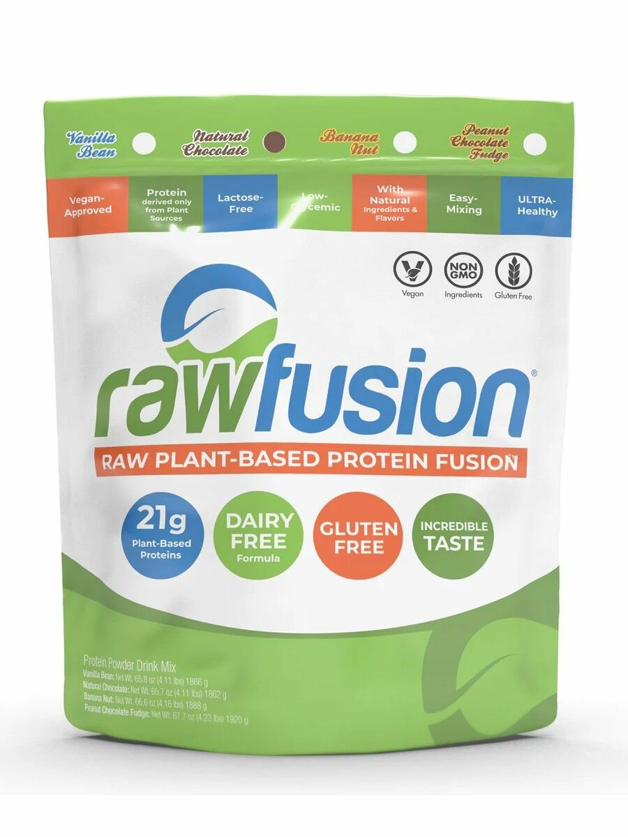 Растительный протеиновый комплекс с натуральным шоколадным вкусом SAN Rawfusion 4Ibs, Natural Chocolate Спортивное питание, Протеиновый коктейль для похудения и набора мышечной массы