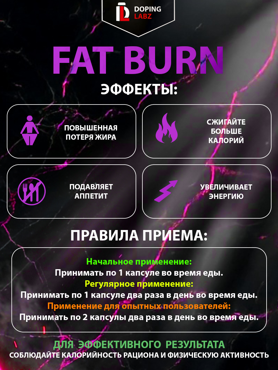 Жиросжигатель для метаболизма Doping Labz FAT BURN, 60 капсул