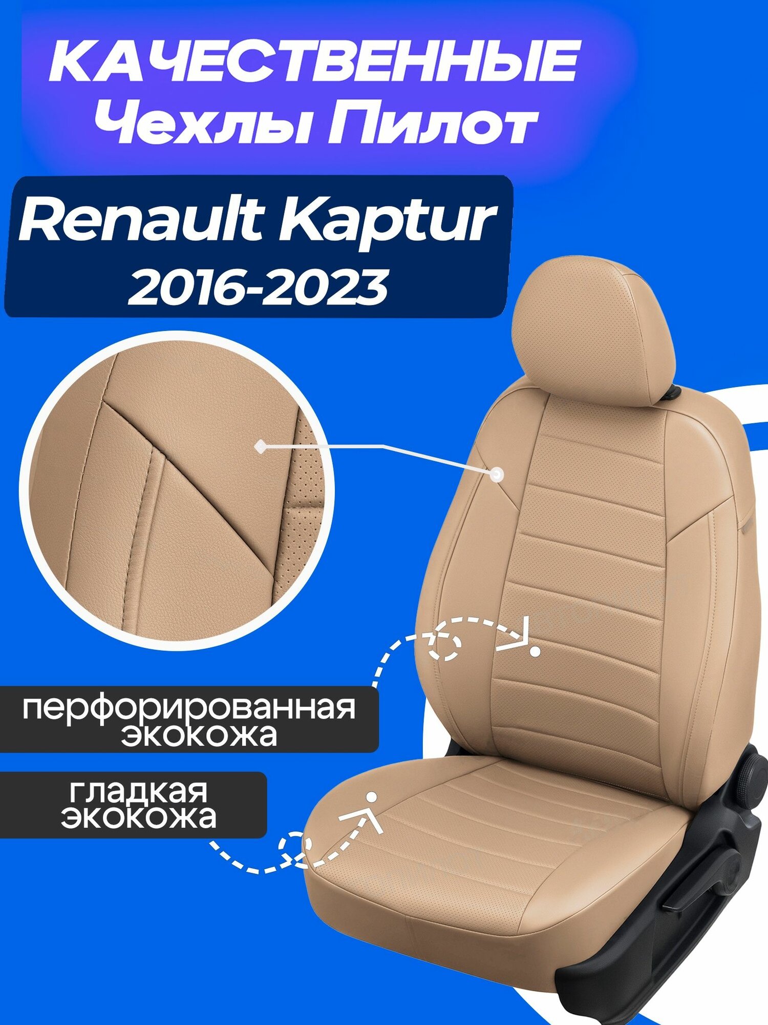Чехлы на Рено Каптюр, Авточехлы Экокожа на Renault Kaptur Рено Каптур 2016 2017 2018 2019 2020 2021 2022 2023
