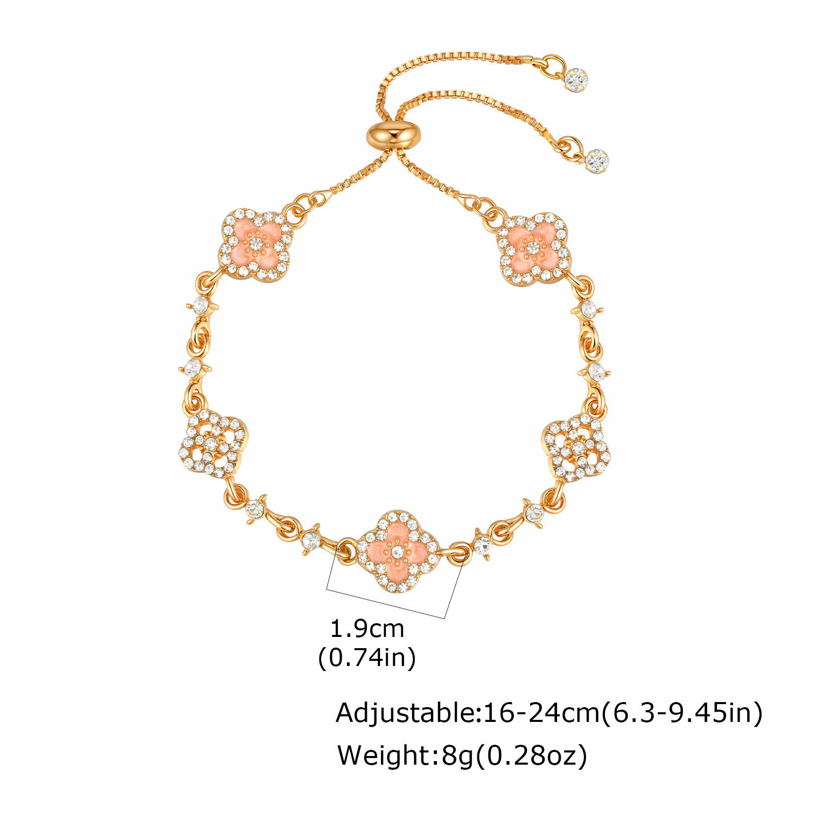 Браслет для гадания, YM Четырехлистник Латунь Золото Циркон INS Удача