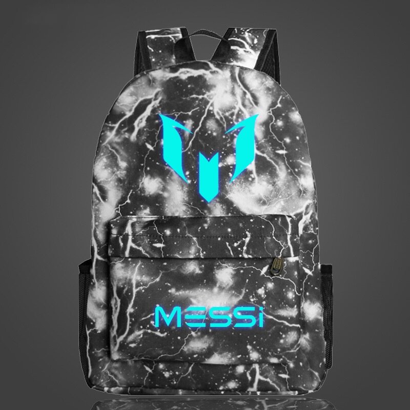 Школьная сумка versatile oxford cloth school bag, multiple colors, night glow, soccer, messi, ronaldo, 45*31*14 см, двойные плечевые ремни, стиль h