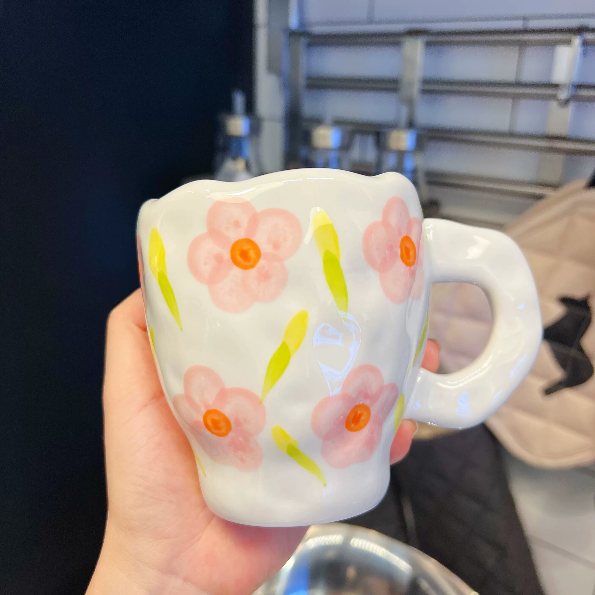 Керамическая чашка для воды в стиле Ins, с ручной отделкой, в клетчатую клетку, для послеобеденного чаепития,