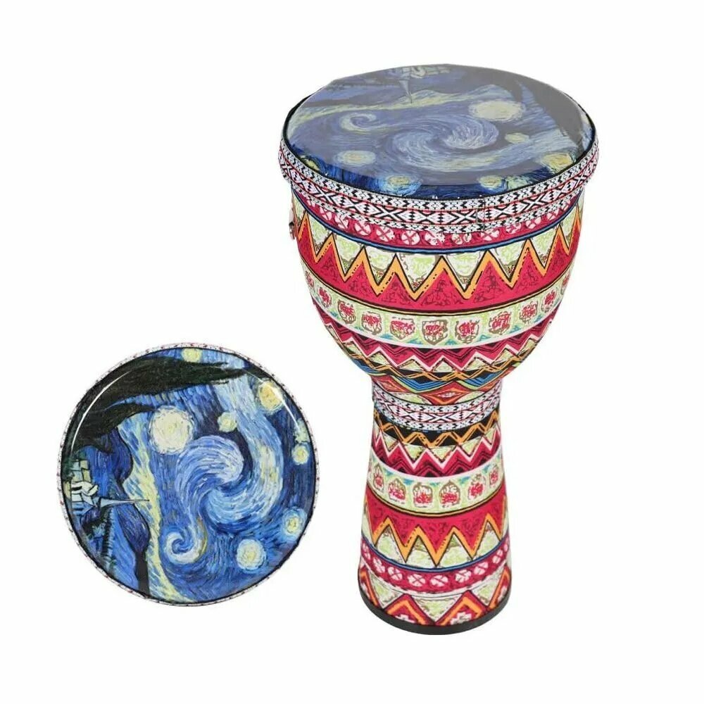 Африканский ручной барабан 8 дюймов, портативный барабан джембе, бубен ударный инструмент для детей и взрослых, красный плед.