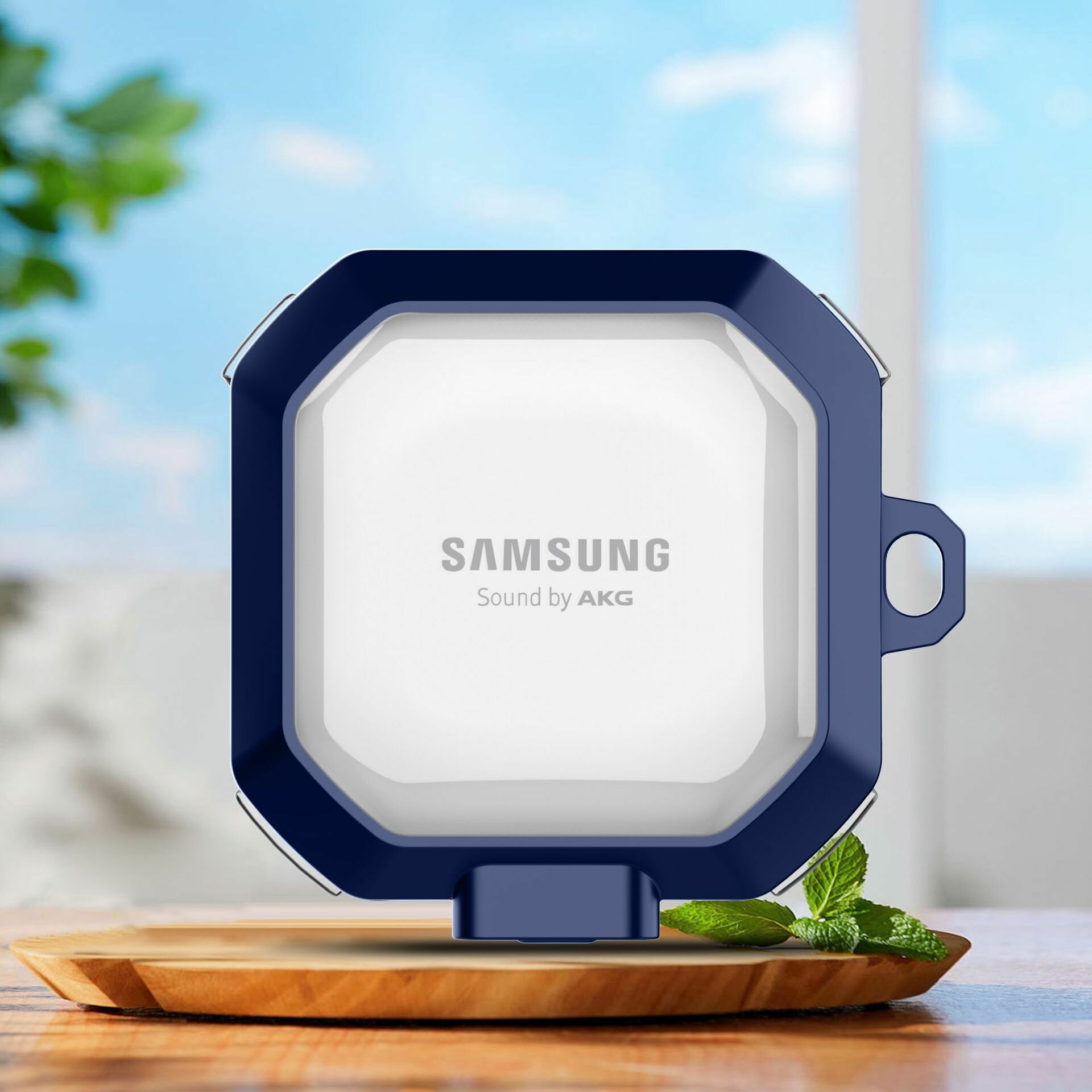 Прозрачный силиконовый чехол для Samsung Galaxy Buds Live/Pro/2Pro/FE - Синий, с выключателем, гибкая защита для